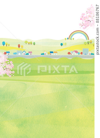Spring cityscape background material - Stock Illustration [88186767 ...