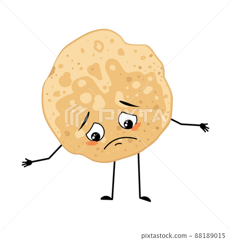 Pancake character with sad emotions, depressed... - Stock Illustration ...