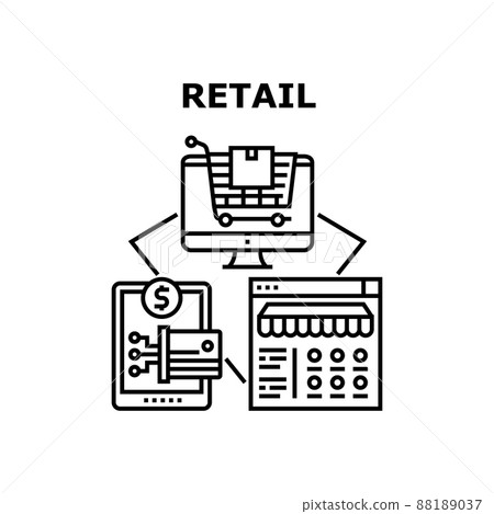 Retail Tech Vector Concept Black Illustration - Stock Illustration ...