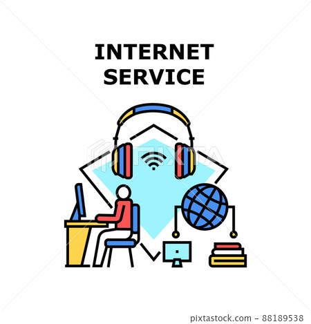 Internet Service Vector Concept Color Illustration - Stock Illustration ...