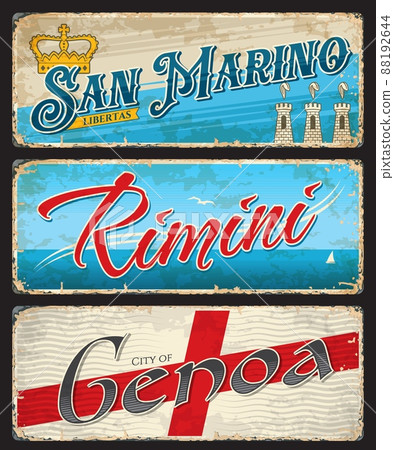 San Marino, Rimini and Genoa italian cities...-插圖素材 [88192644] - PIXTA圖庫
