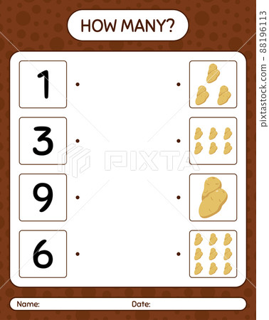 How many counting game with potato. worksheet... - Stock Illustration ...