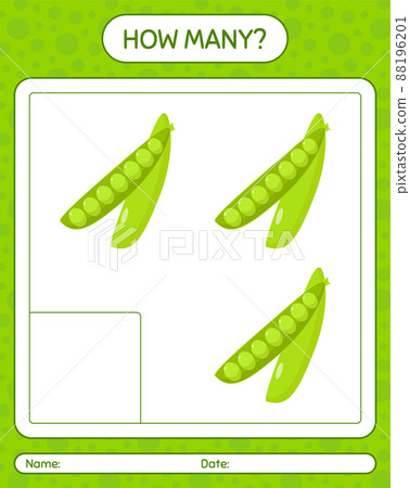 How many counting game with peas. worksheet for... - Stock Illustration ...