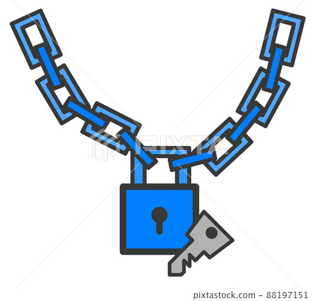 Illustration of locking the chain with a... - Stock Illustration ...