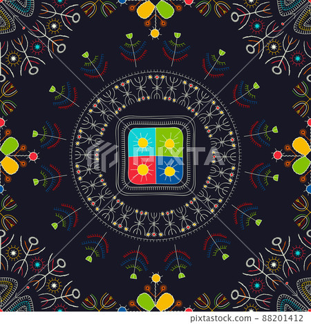 Mulgi folk art pattern 18 - Stock Illustration [88201412] - PIXTA