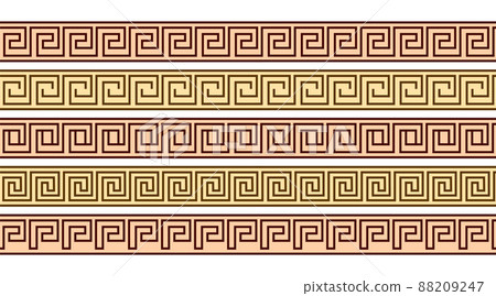 Seamless meander patterns. Greek meandros, fret... - Stock Illustration ...