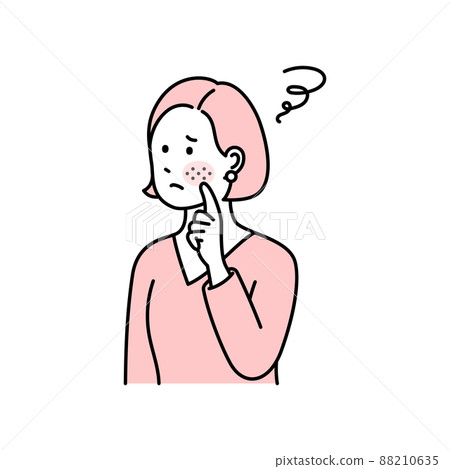 A woman checking her skin - Stock Illustration [88210635] - PIXTA