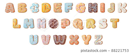 Sweet pastry alphabet. Donut icing sprinkles font - Stock Illustration ...