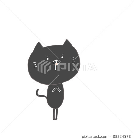 A drooling cat, a black cat - Stock Illustration [88224578] - PIXTA