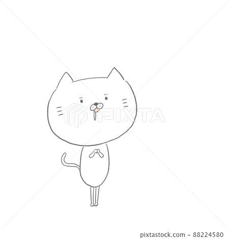 A drooling cat, a white cat - Stock Illustration [88224580] - PIXTA