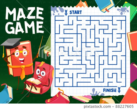 Labyrinth maze with bestseller books and... - Stock Illustration ...