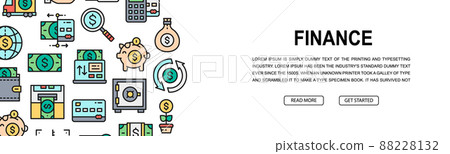 Money and Banking horizontal icon banner... - Stock Illustration ...