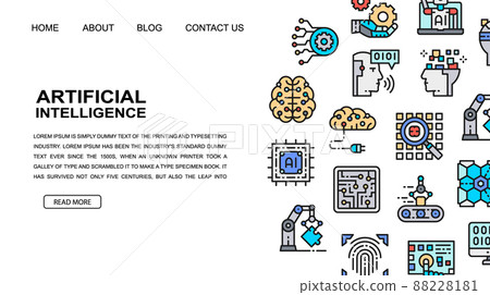Artificial Intelligence landing page design... - Stock Illustration [88228181] - PIXTA
