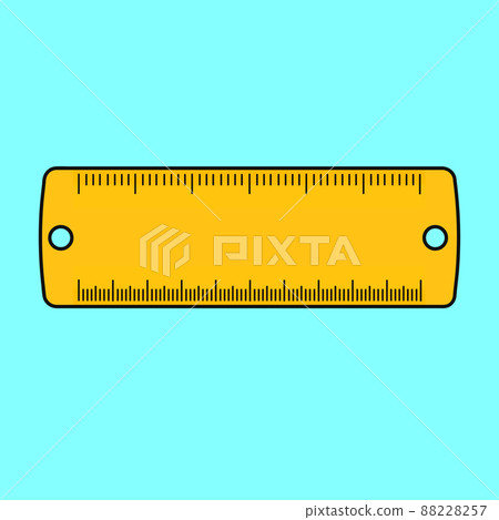 Cute funny ruler waving hand character. Vector... - Stock Illustration ...