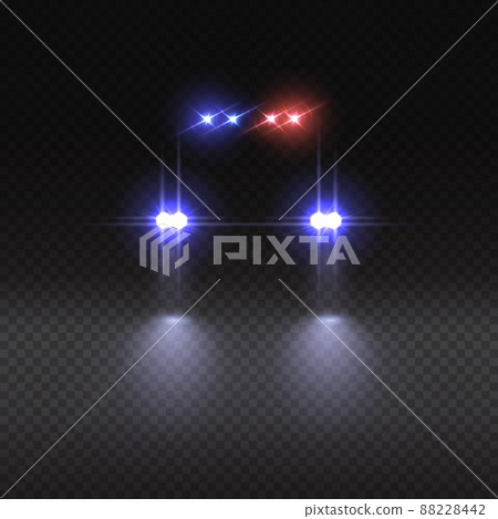Vector realistic police car light effect on... - Stock Illustration ...