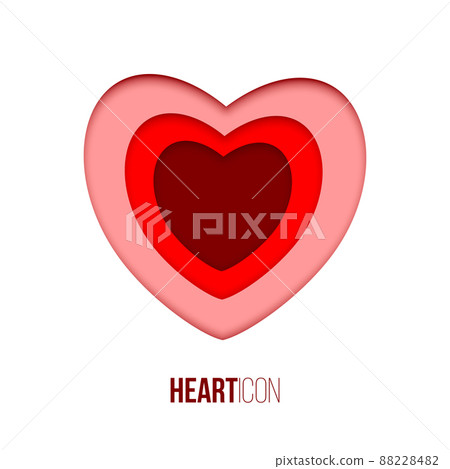 Paper art heart icon. Vector heart symbol... - Stock Illustration ...