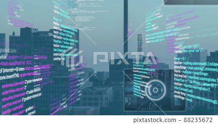 Image of data processing over cityscape - Stock Illustration [88235672 ...