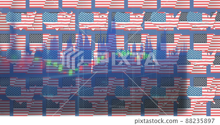 Image of statistics processing over flags of... - Stock Illustration ...
