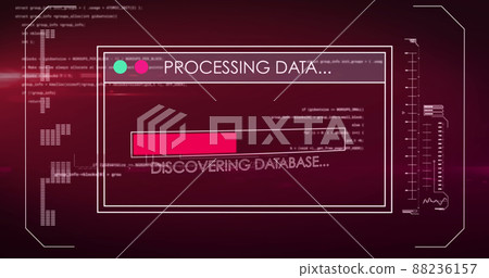 Image of data processing on red background - Stock Illustration ...