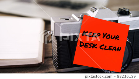 Image of keep your desk clean note and office... - Stock Illustration ...