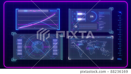 Image of data processing on blue background - Stock Illustration ...