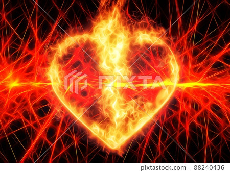 Illustration of an exploding heart-shaped flame - Stock Illustration ...
