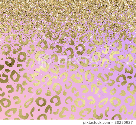 Golden leopard print texture, gold glitter... - Stock Illustration ...