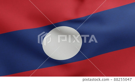 National flag of Laos waving 3D Render, Lao... - Stock Illustration ...