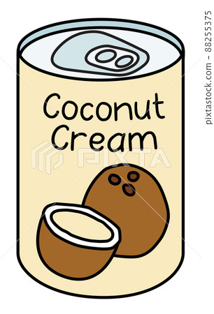 Doodle cartoon coconut cream milk in a can.... - Stock Illustration ...