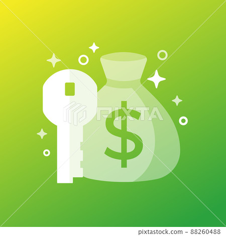 Key money icon with a bag, vector art - Stock Illustration [88260488 ...