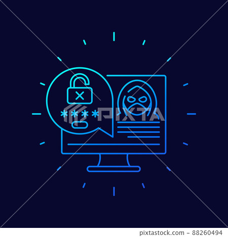 hacking, unauthorized access line vector icon - Stock Illustration ...