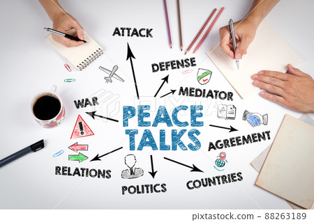 Peace talks Concept. The meeting at the white... - Stock Illustration ...