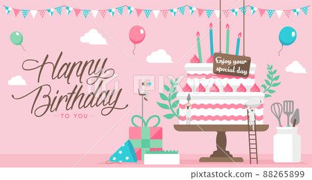 Happy Birthday Happy Birthday Vector Horizontal... - Stock Illustration ...