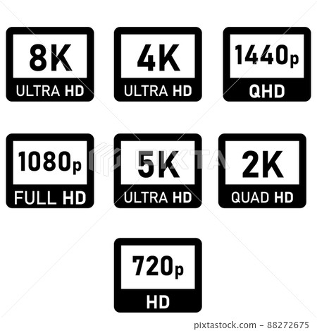 Video or tv screen resolution icon on white...-插圖素材 [88272675] - PIXTA圖庫