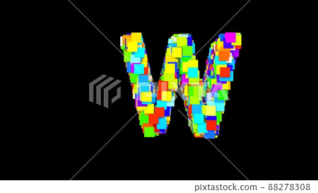 Letter W. 3D Bright colored uppercase large...-插圖素材 [88278308] - PIXTA圖庫