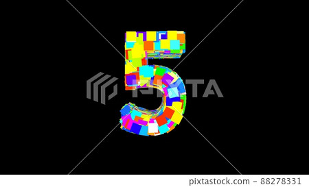 Number 5. 3D Bright colored uppercase large... - Stock Illustration ...