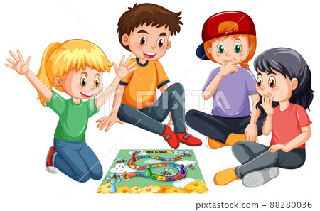 A children playing board game on white background - Stock Illustration ...