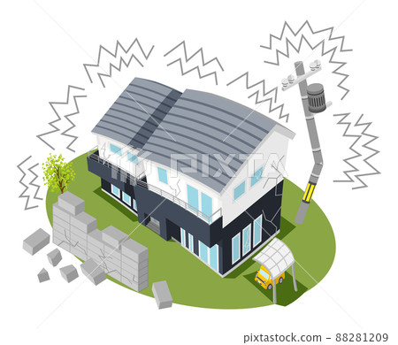 House swaying due to an earthquake - Stock Illustration [88281209] - PIXTA