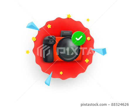 Photo camera checkmark. Vector insignia... - Stock Illustration ...