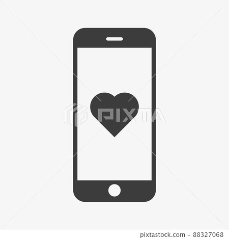 Dating app vector icon. Smartphone with heart sign - Stock Illustration ...