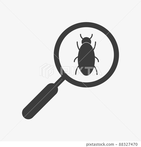 Entomology vector icon. Bug in a magnifying glass - Stock Illustration ...