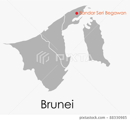 Doodle freehand drawing map of Brunei. - Stock Illustration [88330985 ...