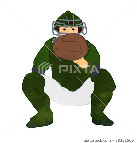 Illustration of a catcher holding a mitt 03 - Stock Illustration ...