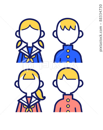 Junior high and high school students uniformed... - Stock Illustration ...