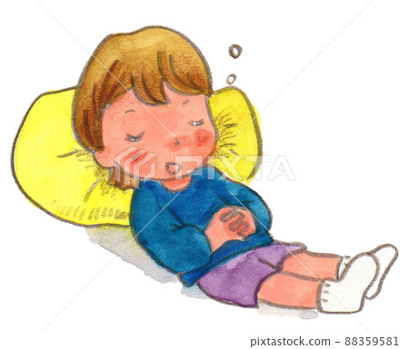 A boy taking a nap, a kindergarten child - Stock Illustration [88359581 ...