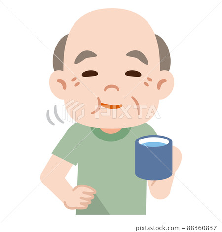 Elderly man gargling - Stock Illustration [88360837] - PIXTA