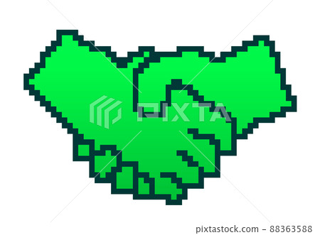 Pixel art handshake (green) - Stock Illustration [88363588] - PIXTA