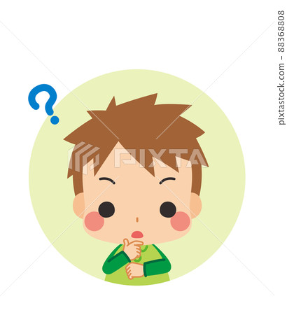 Cute little boy icon infant Hatena question... - Stock Illustration ...
