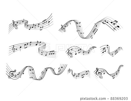 Beautiful flying musical notes - Stock Illustration [88369203] - PIXTA