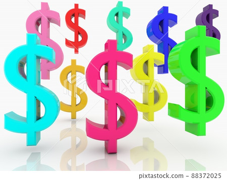 Colored dollar signs on a white background-插圖素材 [88372025] - PIXTA圖庫